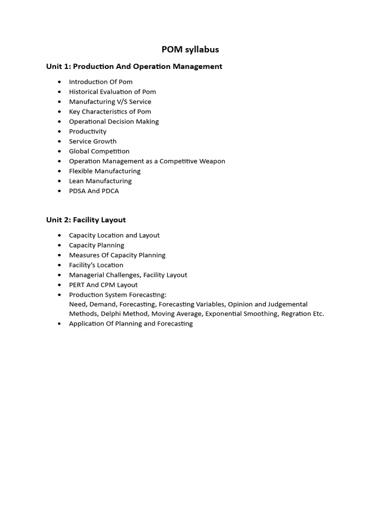 POM Syllabus | PDF
