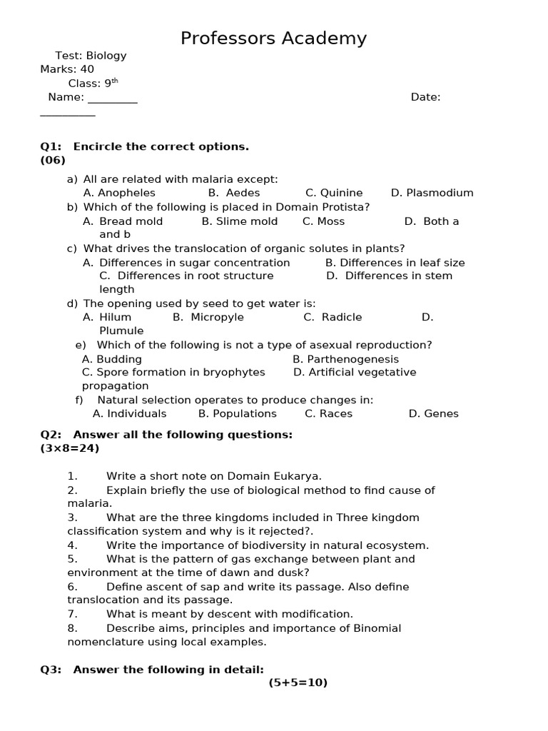 Bio Class 9 CH 1,2,8,9,10 | PDF