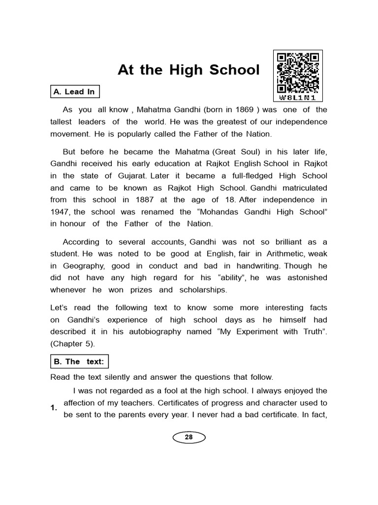 Gandhi's High School Experience | PDF