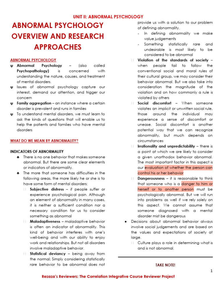 Abnormal Psychology - Board Exam Reviewer | PDF | Mental Disorder ...