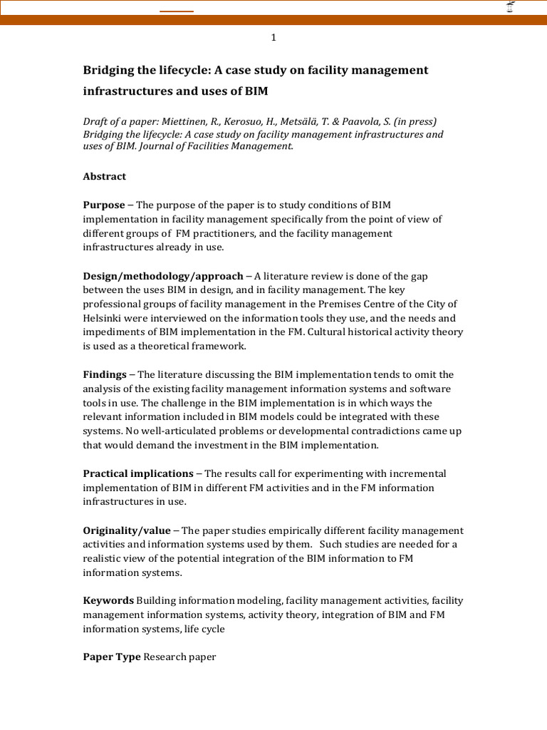 BIM Integration in Facility Management | PDF | System | Building ...