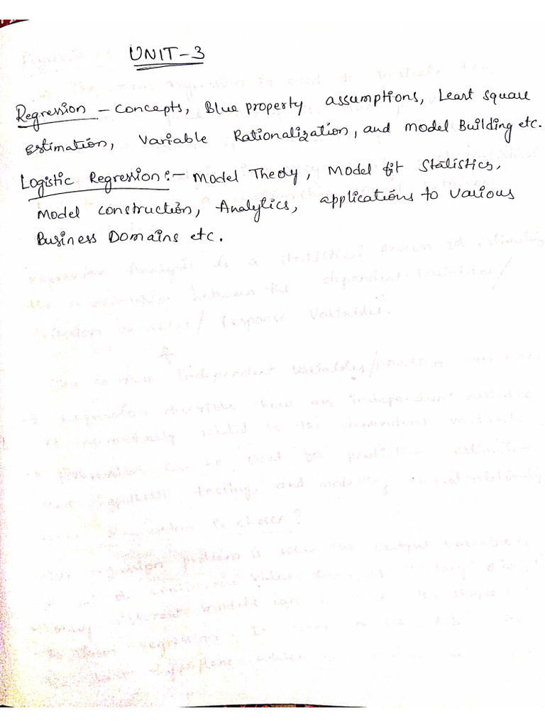 Data Analytics Unit3 Hand Written | PDF