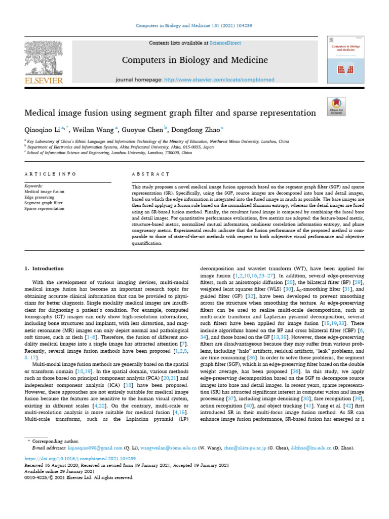 1 s2.0 S0010482521000330 Main | PDF | Medical Imaging | Multidimensional Signal Processing