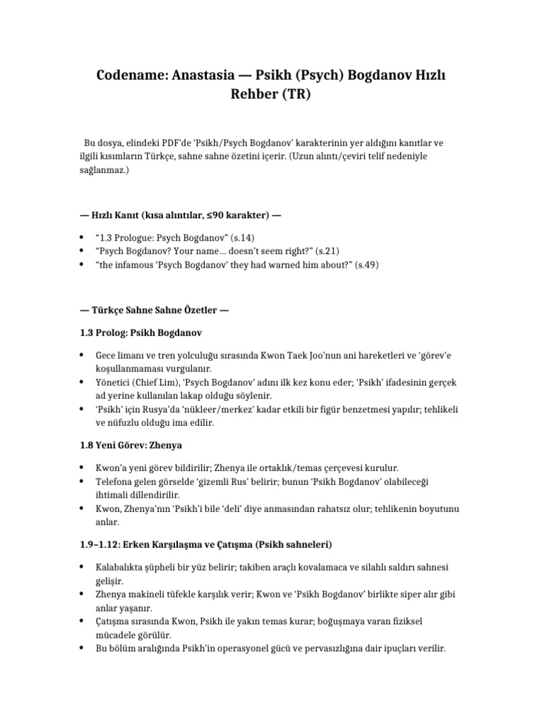 Codename Anastasia Psikh Bogdanov Rehberi TR | PDF