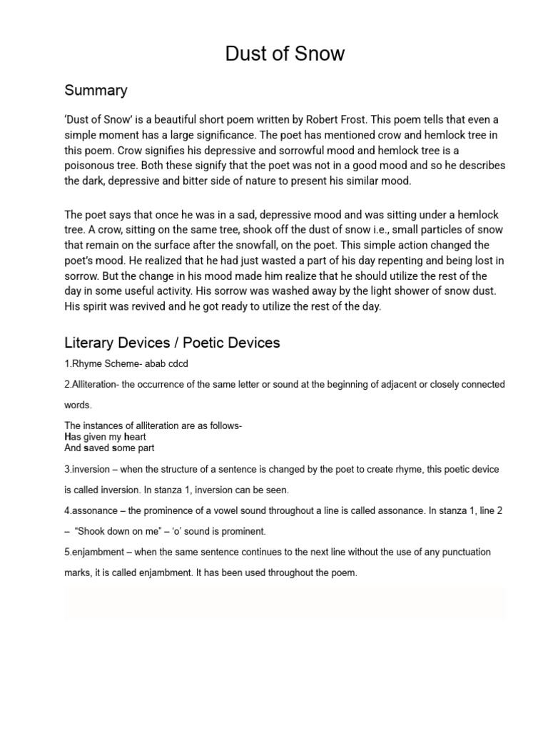 Poem 1. Dust of Snow | PDF