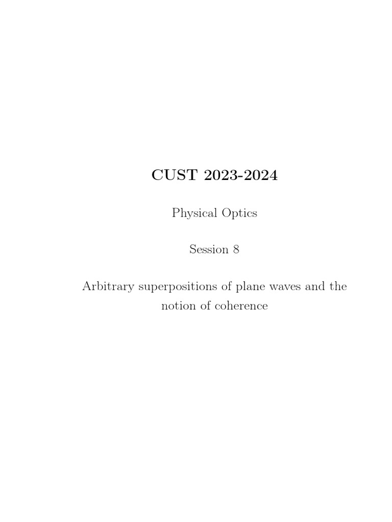 Coherence in Plane Wave Superpositions | PDF | Coherence (Physics) | Interferometry