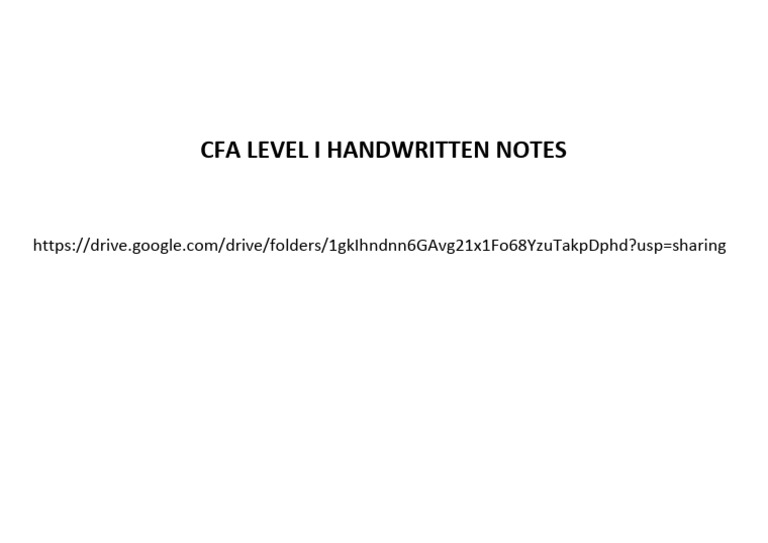 Cfa Level i Handwritten Notes Link | PDF