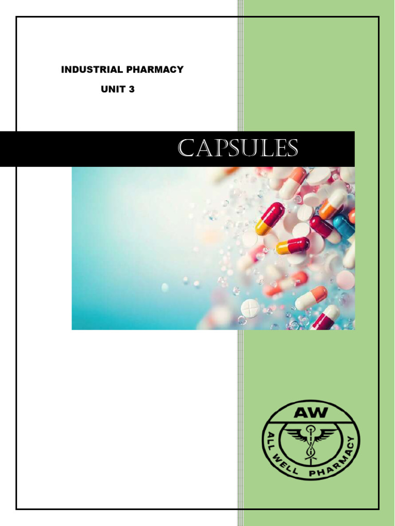 Industrial Pharmacy: Capsule Unit 3 | PDF | Tablet (Pharmacy) | Liquids