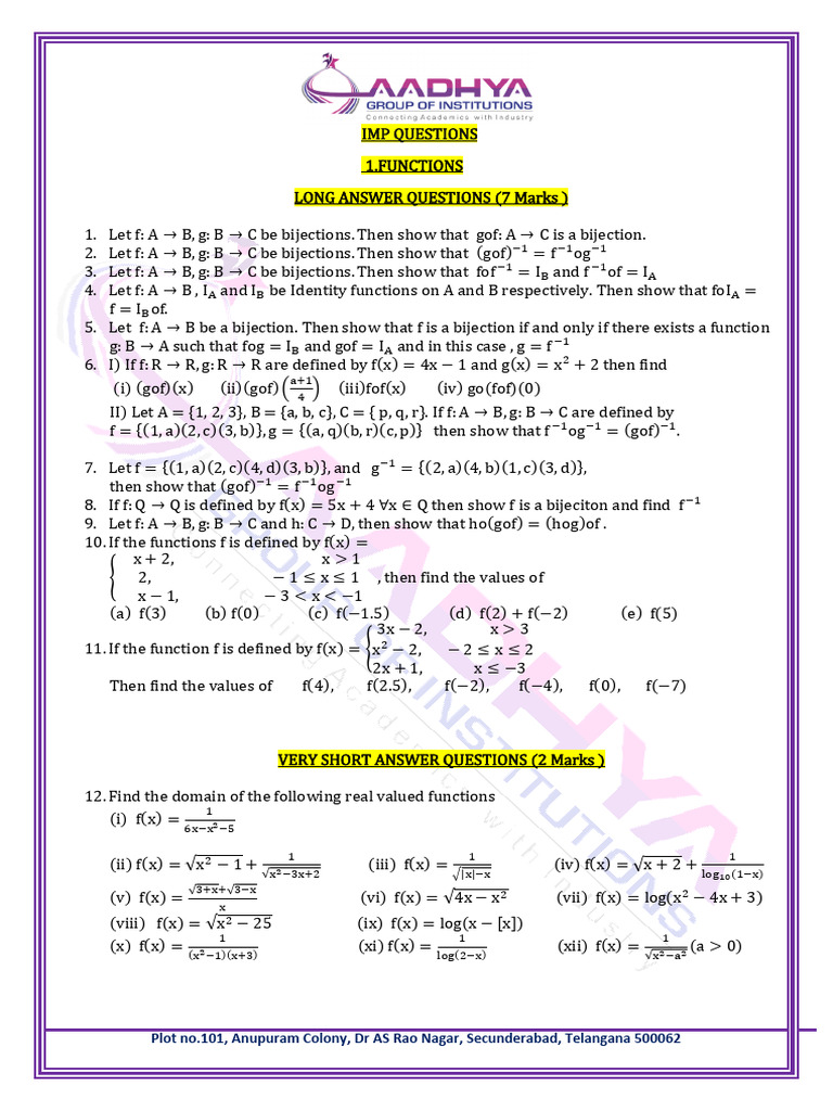 Maths 1a Imp Questions 08!07!2024 | PDF | Mathematical Concepts | Geometry