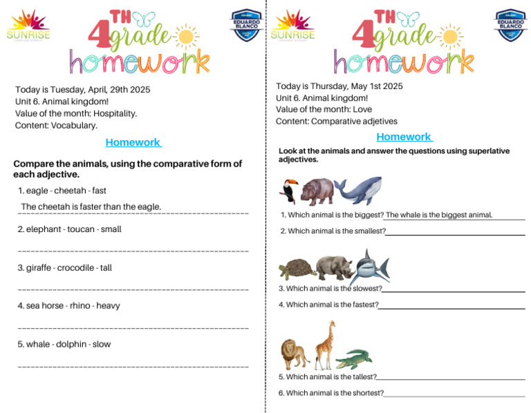 Homework 4th Grade UNIT 6-1 | PDF