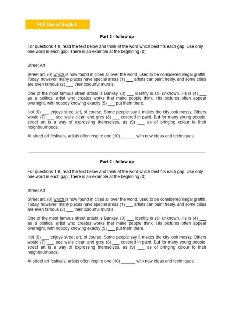 UOE Practice Part 2 Street Art (For Students) | PDF