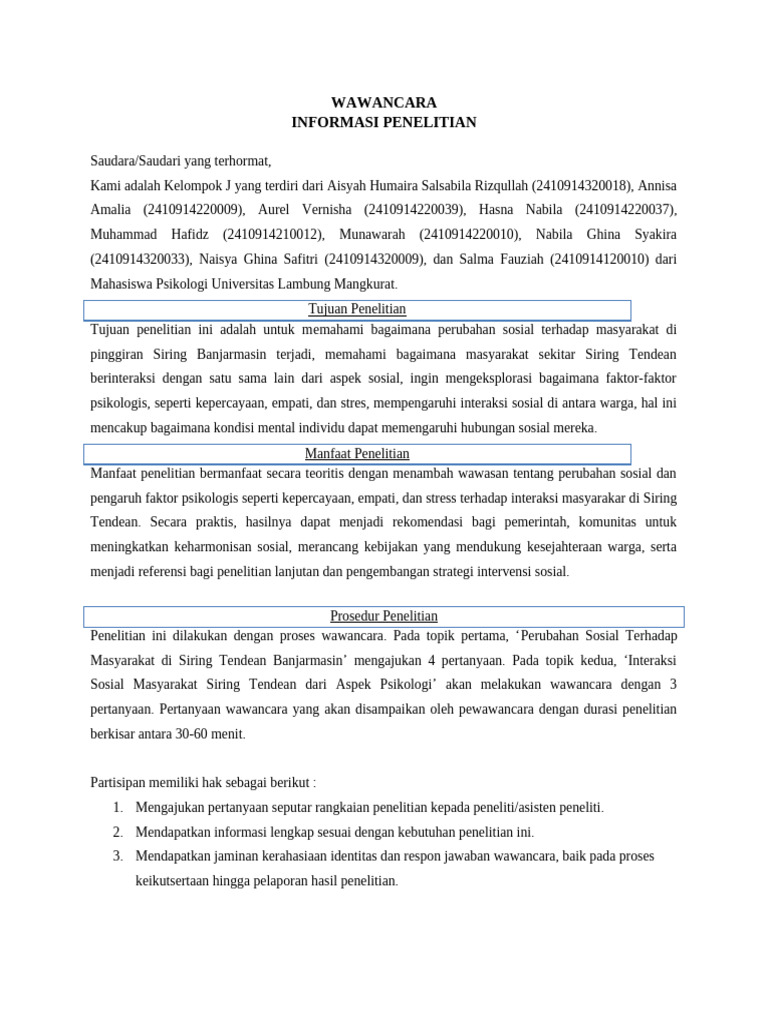 Contoh Panduan Wawancara | PDF