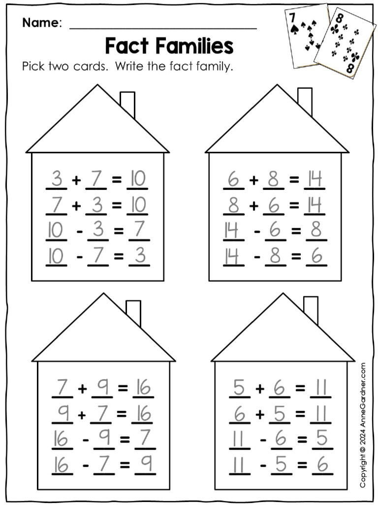 AdditionandSubtractionFactFamilyDiceorCardGameRelatedMathFacts 1 | PDF