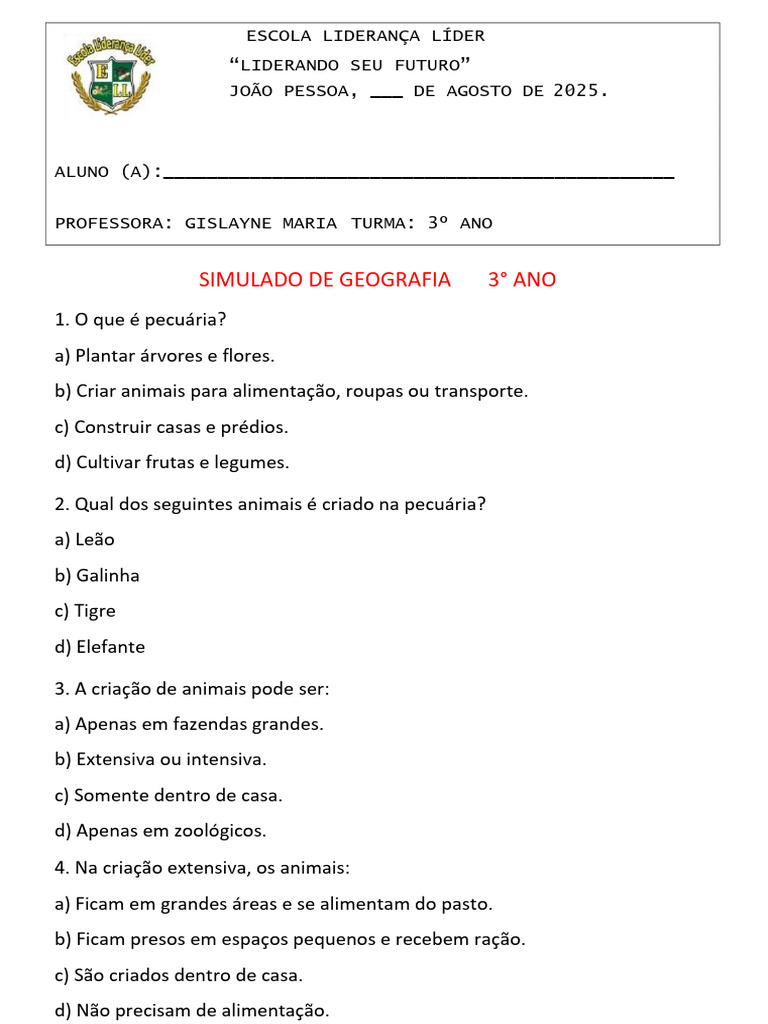 Simulado Geografia - PDF - 20250831 - 200026 - 0000 | PDF