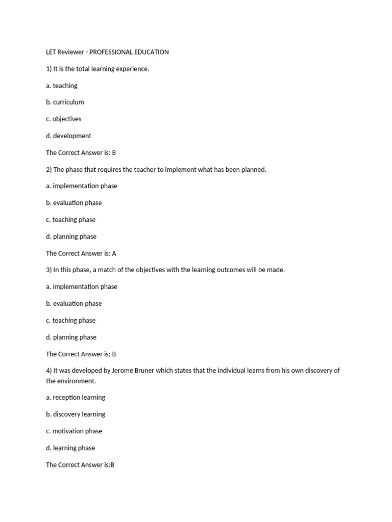 LET Reviewer - WPS Office | PDF | Learning | Curriculum