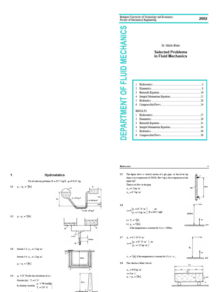 Fluid Mechanics Problems and Solutions | PDF | Gases | Dynamics (Mechanics)
