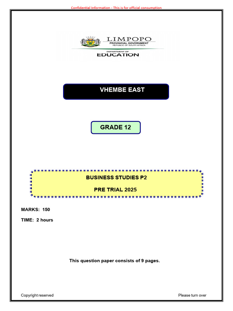 2025 BSTD p2 Grade 12 Pre Trial | PDF | Business Ethics | Corporate ...
