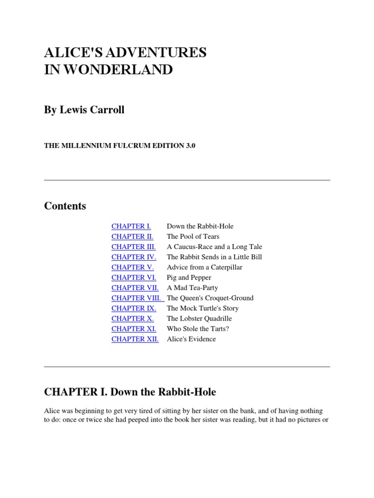 Alice'S Adventures in Wonderland: by Lewis Carroll | PDF