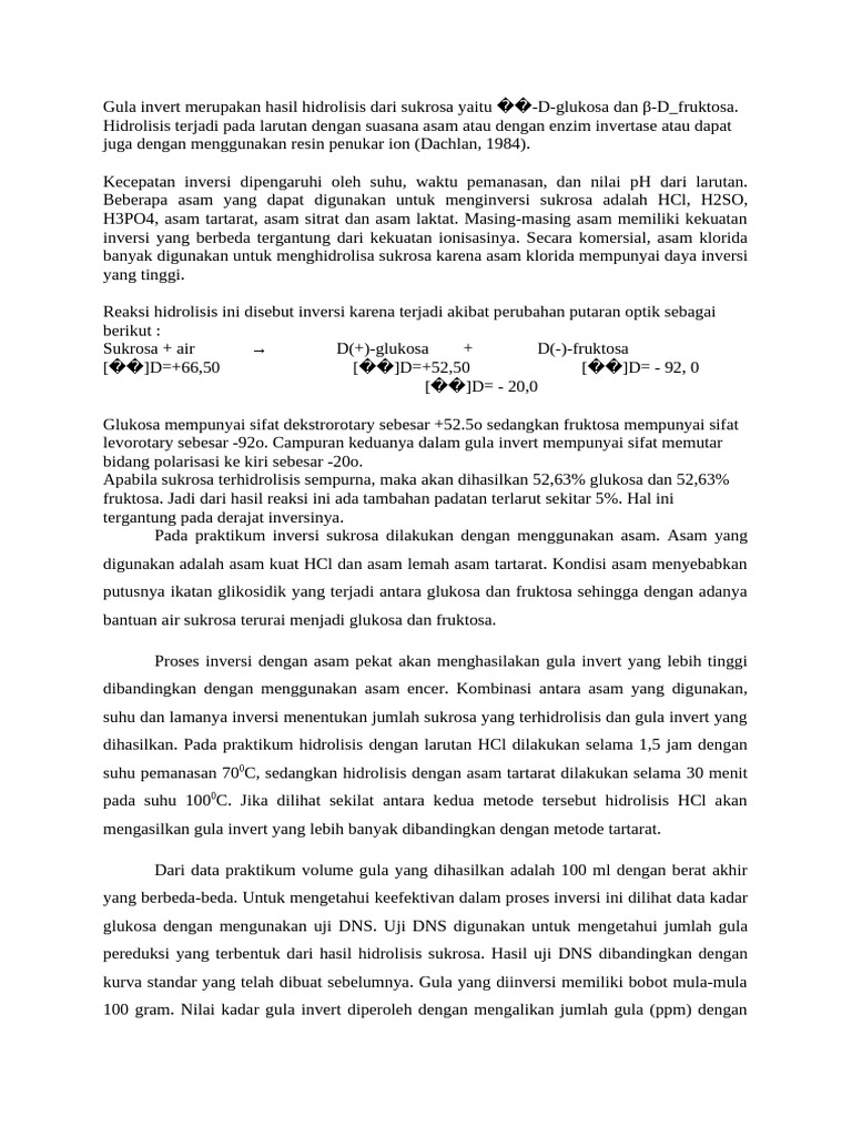 Proses Inversi Sukrosa dengan Asam | PDF