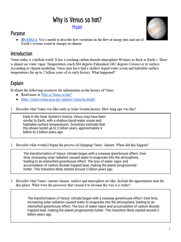 Understanding Venus' Extreme Heat | PDF | Greenhouse Effect | Venus