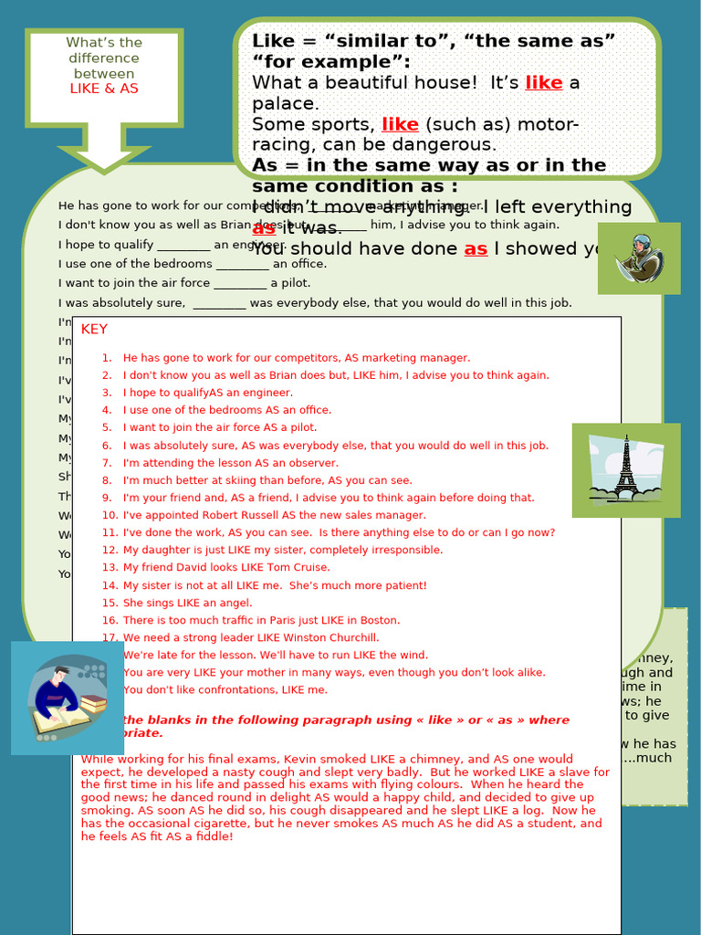 As or Like Fun Activities Games Grammar Drills 21232 | PDF