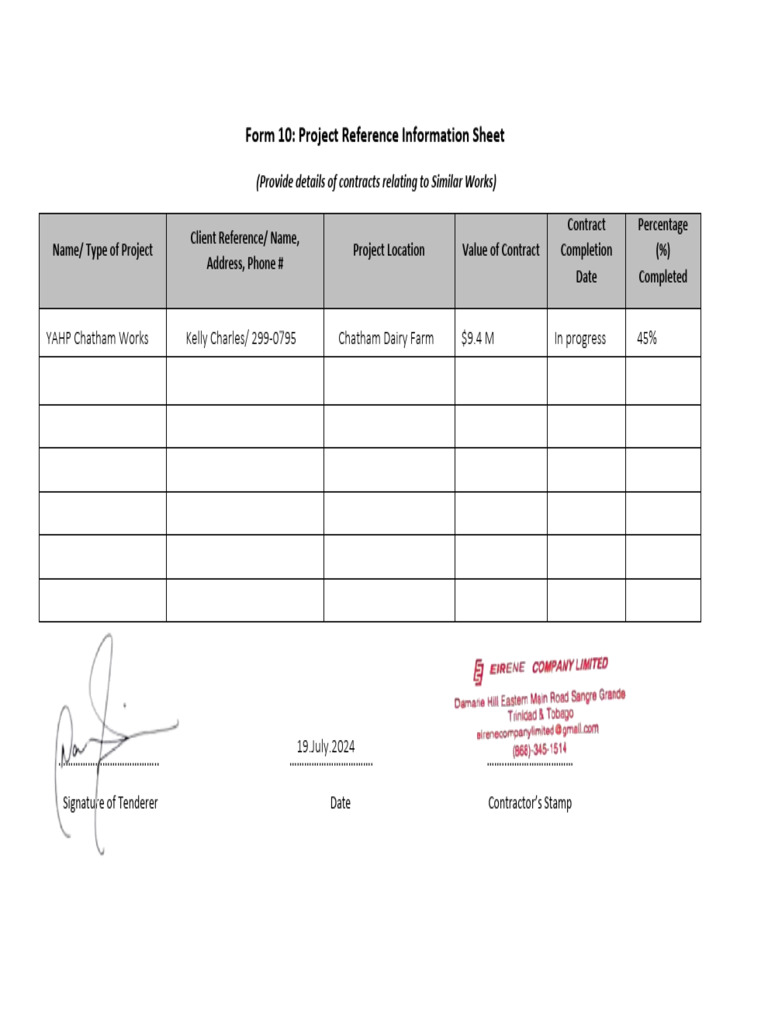 Project Reference Information Sheet | PDF
