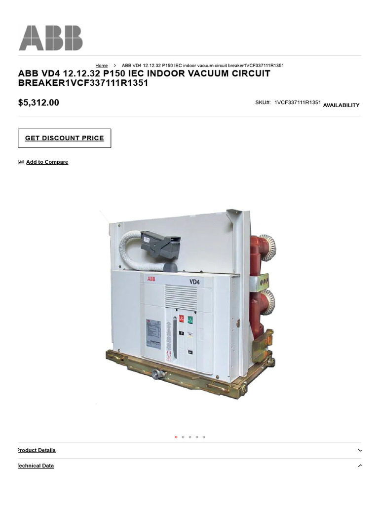 ABB VD4 Vacuum Circuit Breaker Specs | PDF