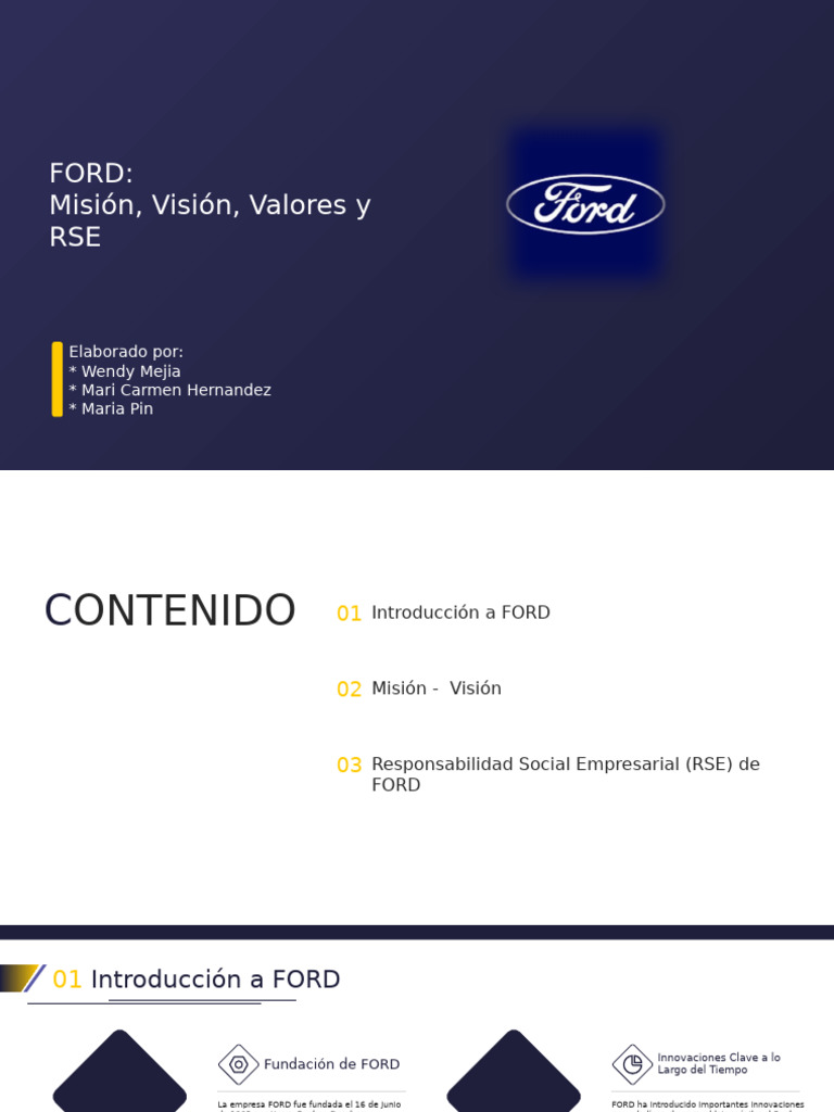 Misión, Visión y Valores de Ford | PDF | Sustentabilidad | Compania de ...