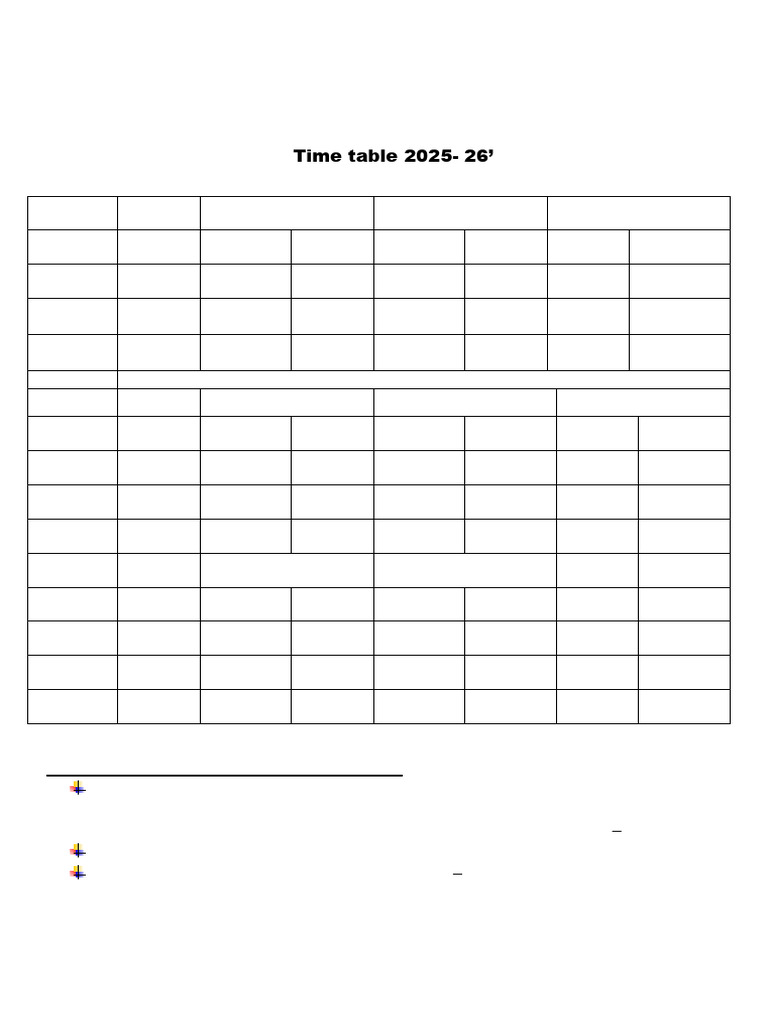 Half Yearly - Time Table - 2025 - 2026 | PDF