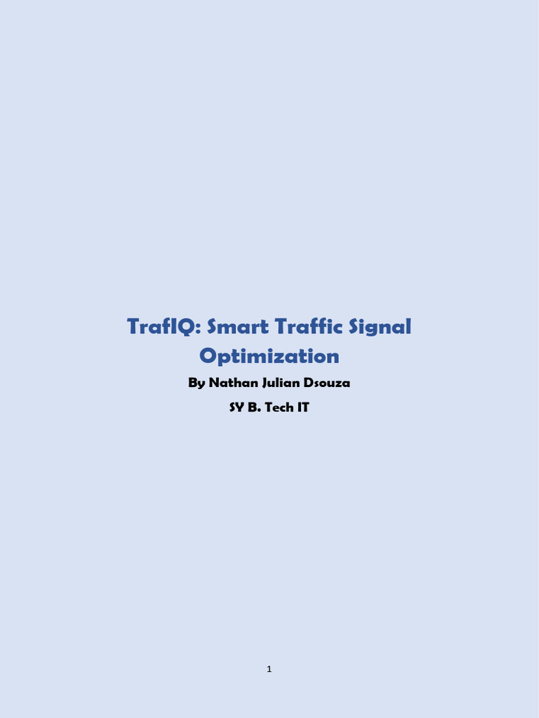 Smart Traffic Signal Optimization | PDF | Traffic