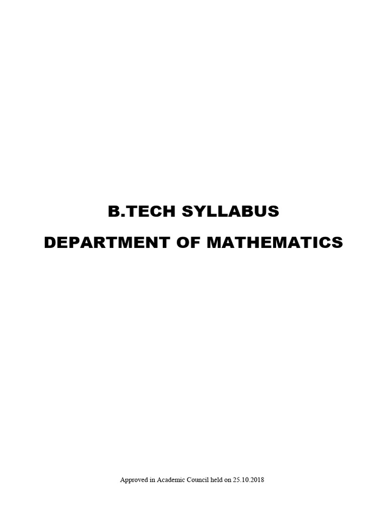 B.Tech Mathematics Syllabus Overview | PDF | Probability Distribution ...