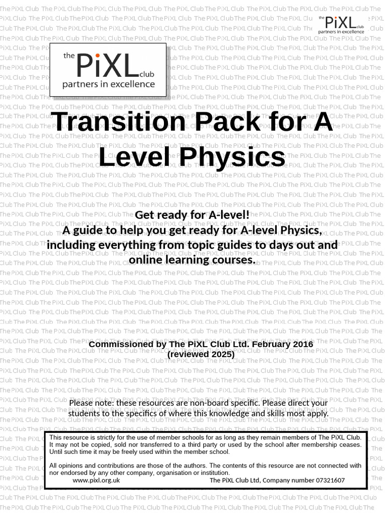 Transition Pack - A Level Physics Reviewed 2025 | PDF | Atomic Nucleus | Atoms
