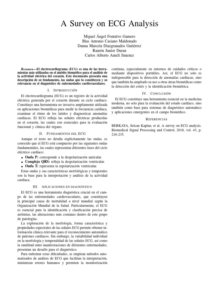A Survey on ECG Analysis | PDF | Especialidades Medicas | Sistema cardiovascular