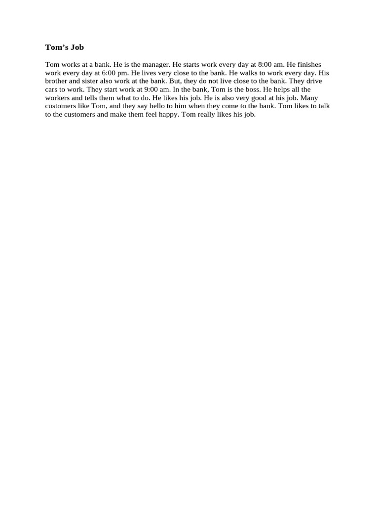 Present Simple Short Text | PDF