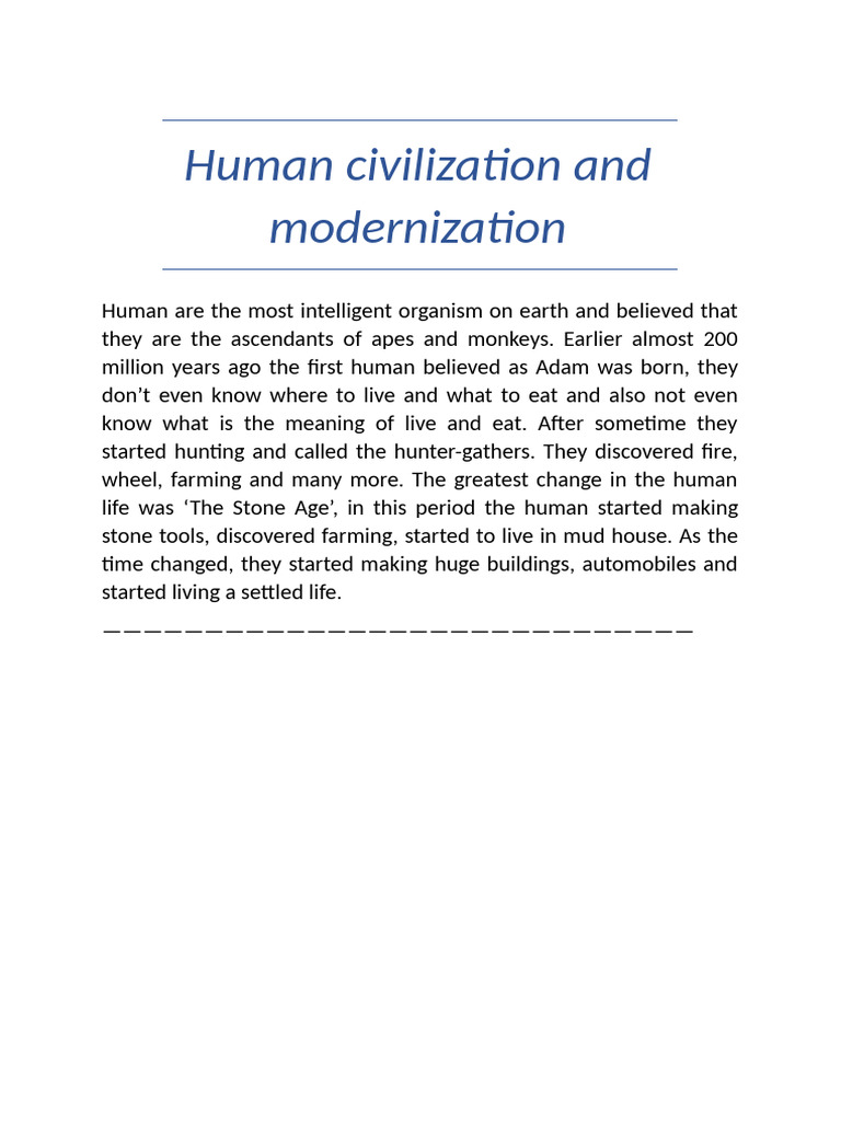 Evolution of Human Civilization | PDF