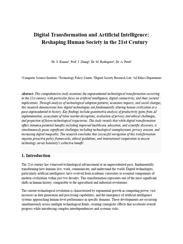 Digital Transformation and Artificial Intelligence - Reshaping Human ...