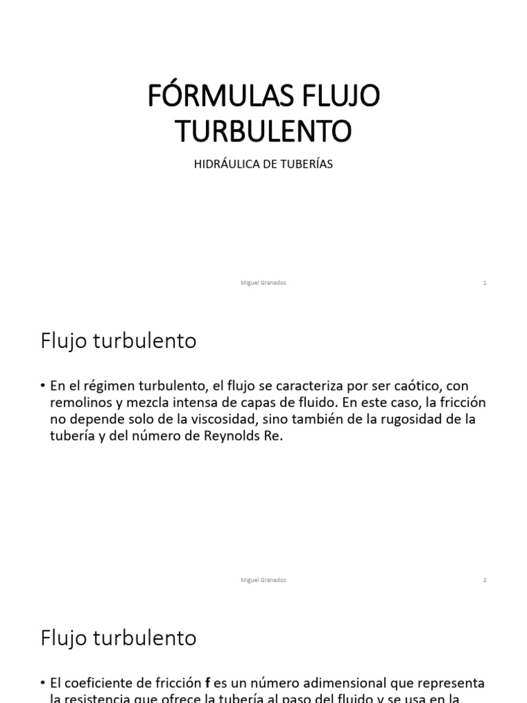 Fórmulas para Flujo Turbulento | PDF | Turbulencia | Mecánica de Medios ...