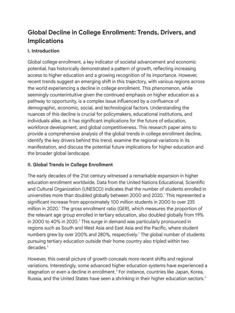 Global College Enrollment Decline Analysis | PDF | Birth Rate | Economies