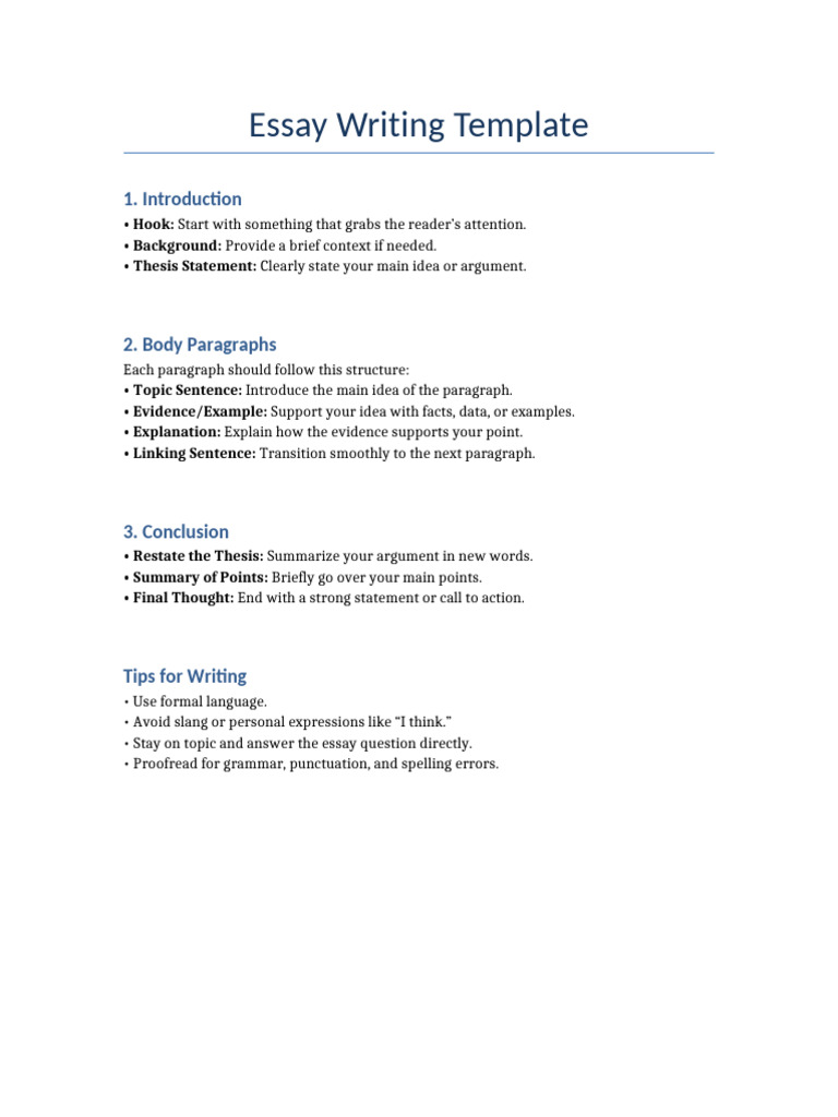 Essay Writing Template | PDF