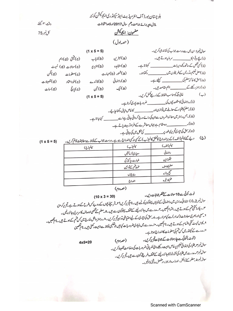 Education Model Paper SSC | PDF