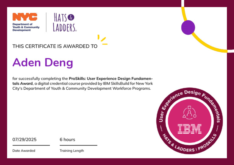 ProSkills UX Design Completion Certificate | PDF