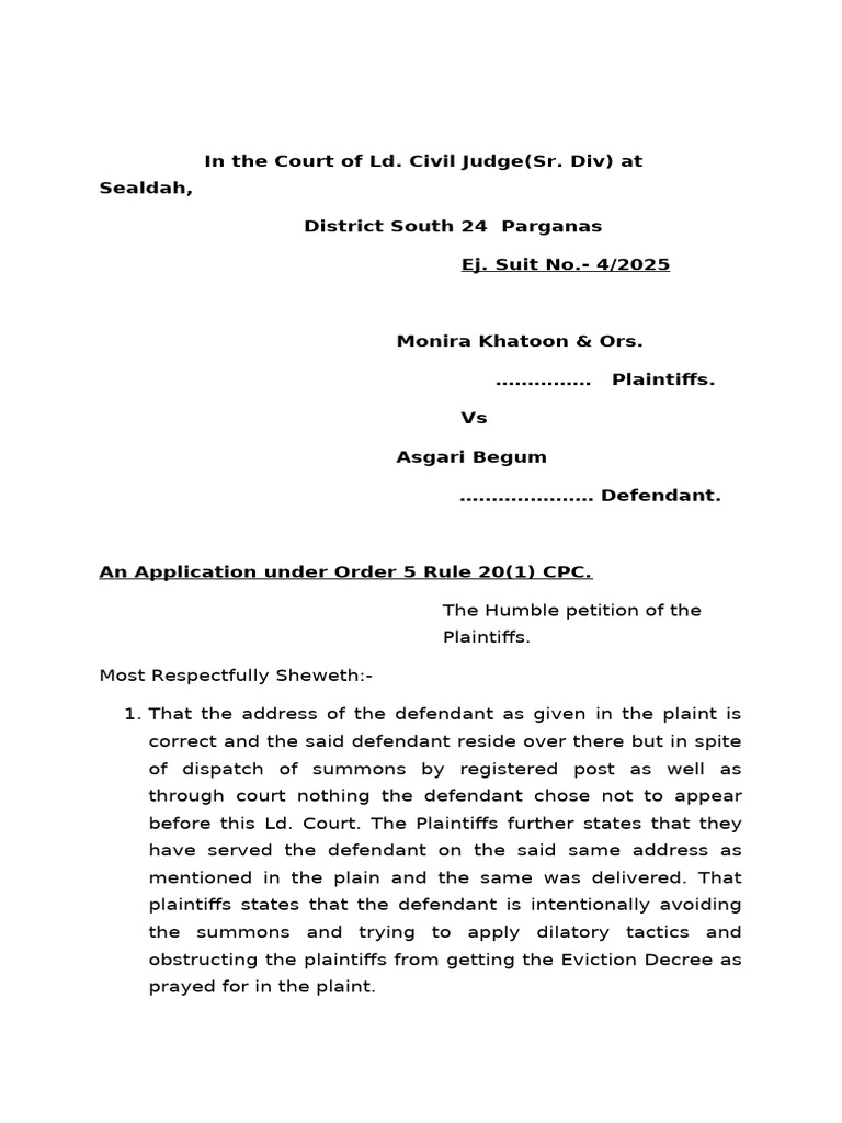 Asgari Shammi Order 5 Rule 20 (1a) | PDF | Legal Procedure | Justice