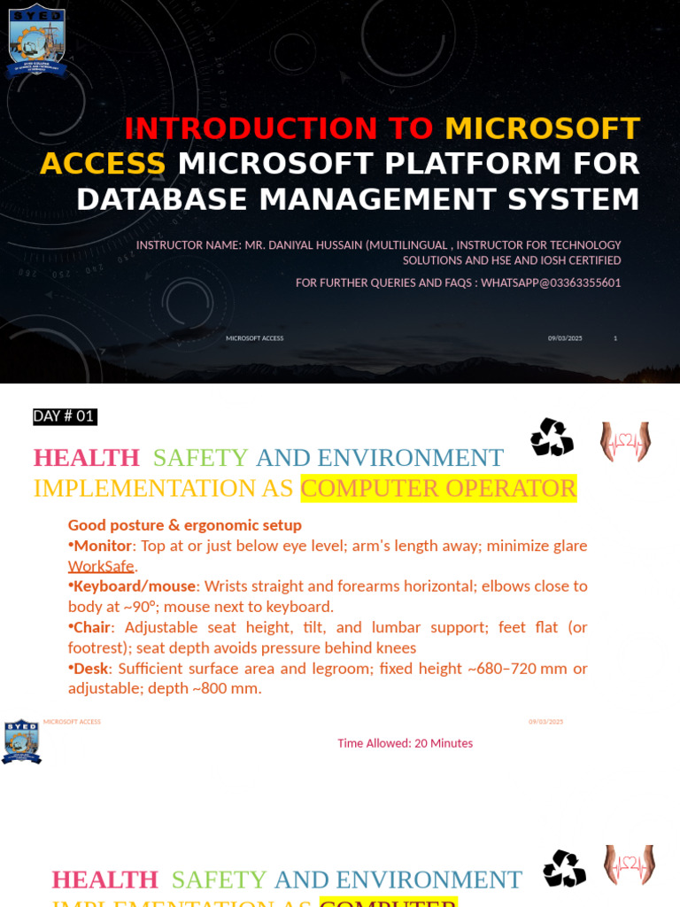 Introduction To Microsoft Access Microsoft Platform For Database (Autosaved) | PDF | Microsoft ...