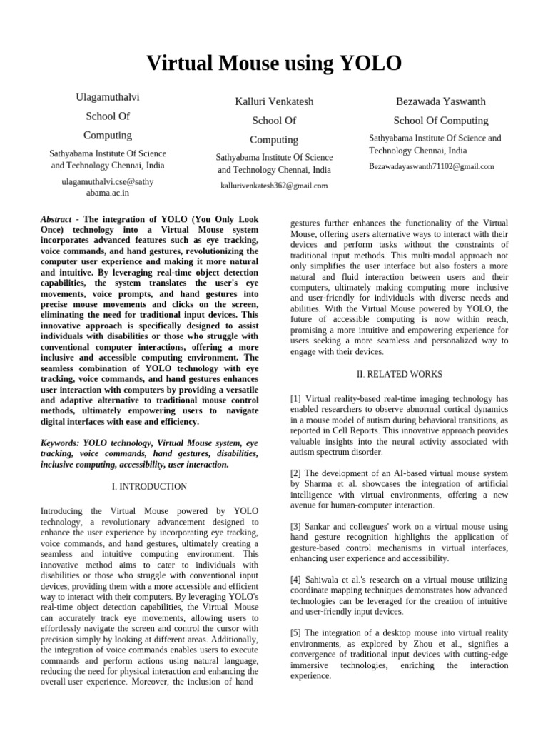 YOLO-Powered Virtual Mouse System | PDF | Speech Recognition | Virtual ...