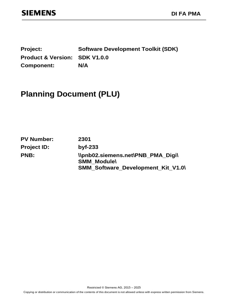 SDK V1.0.0 Planning Document | PDF | Product Lifecycle | Software Quality