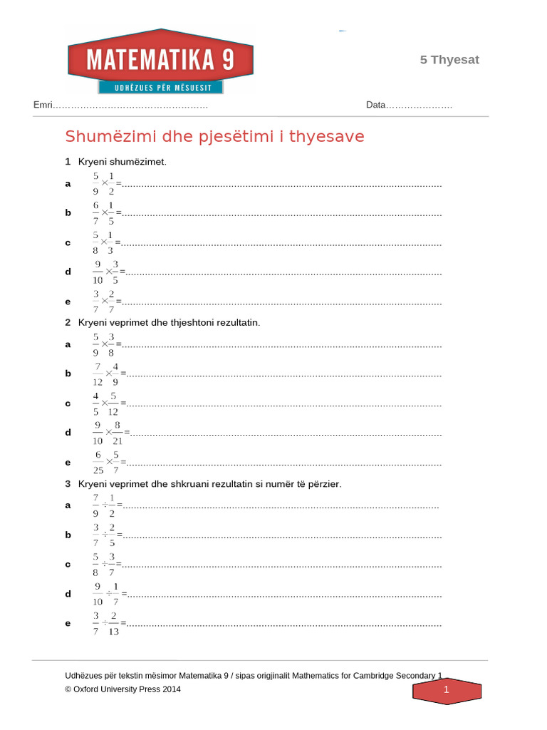0503 - Flete Vleresimi 2 - Numrat Thyesore | PDF