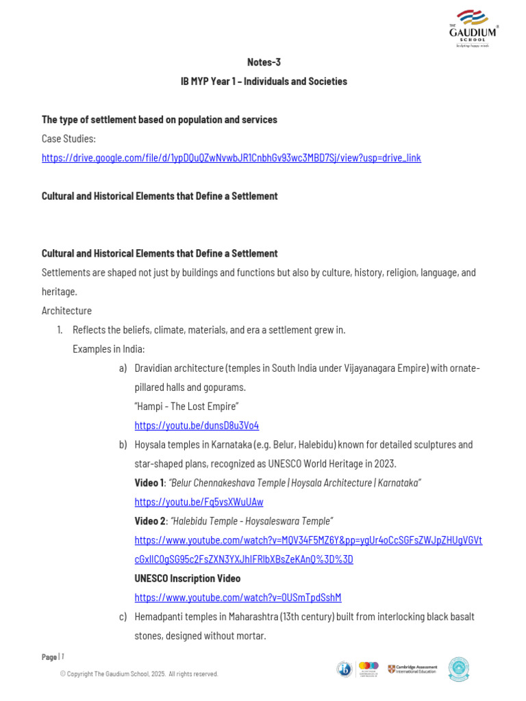 Settlement Notes Myp-1a E-3 | PDF | Temple | Mosque