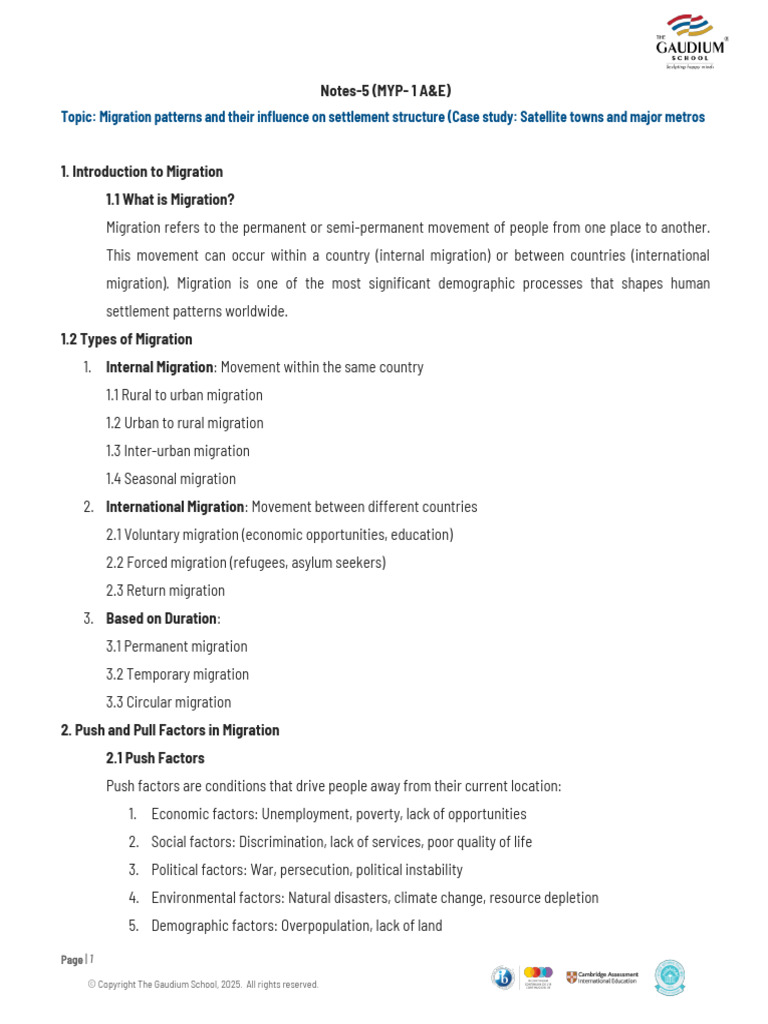 Settlement Myp-1 A e Notes-5 | PDF | Human Migration | City