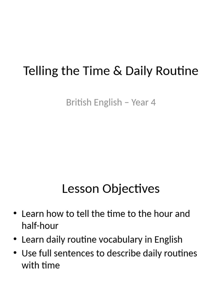 Telling Time & Daily Routines in English | PDF