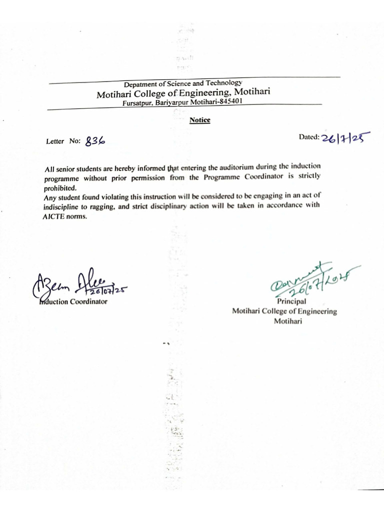 Notice For Students | PDF